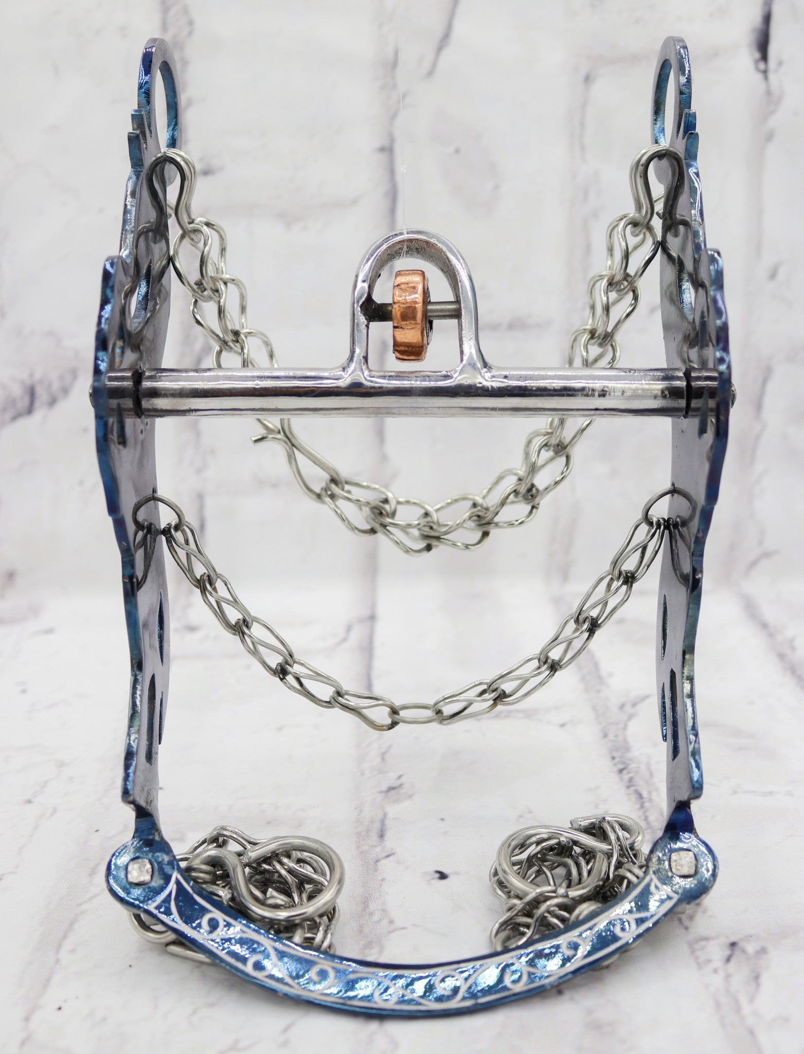5 1/2" Azul Freno Charro Blue Cobre Horse Charro Bit — Charros Original